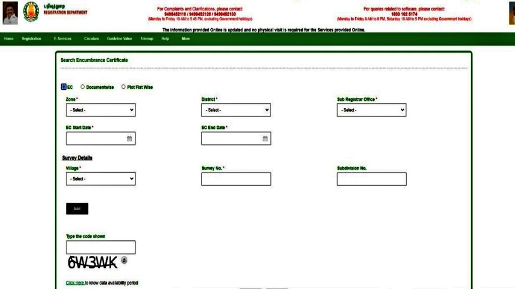 TN EC: Villangam Certificate, Encumbrance Certificate Online