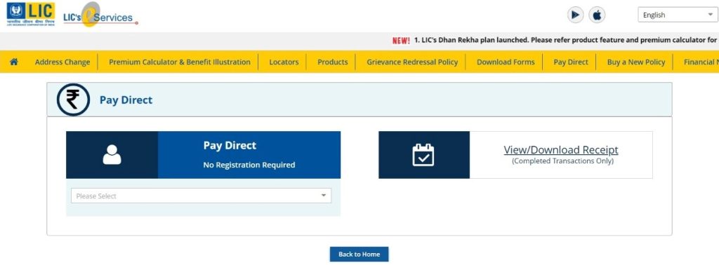 LIC Online Payment Of Premium: Download Receipt, Direct Pay