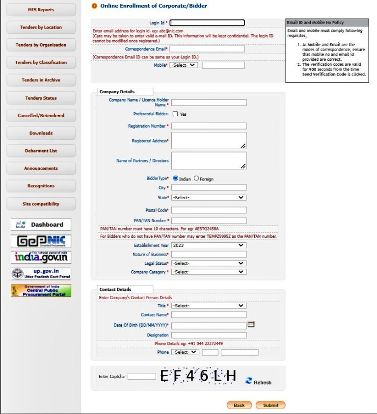 UP eprocurement : Register, Online Tender, Helpline