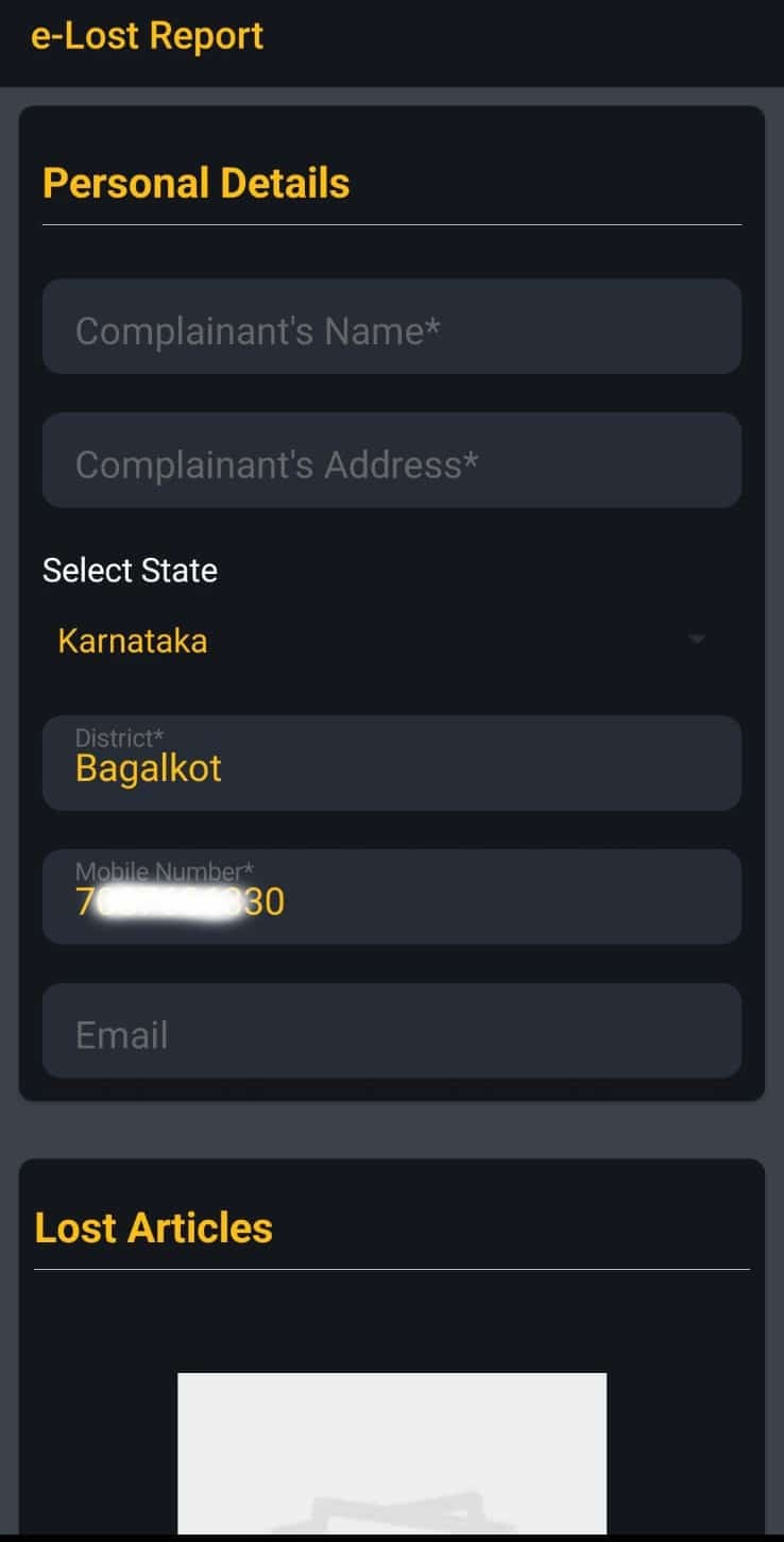 KSP APP: File E-Lost Report, Karnataka State Police App