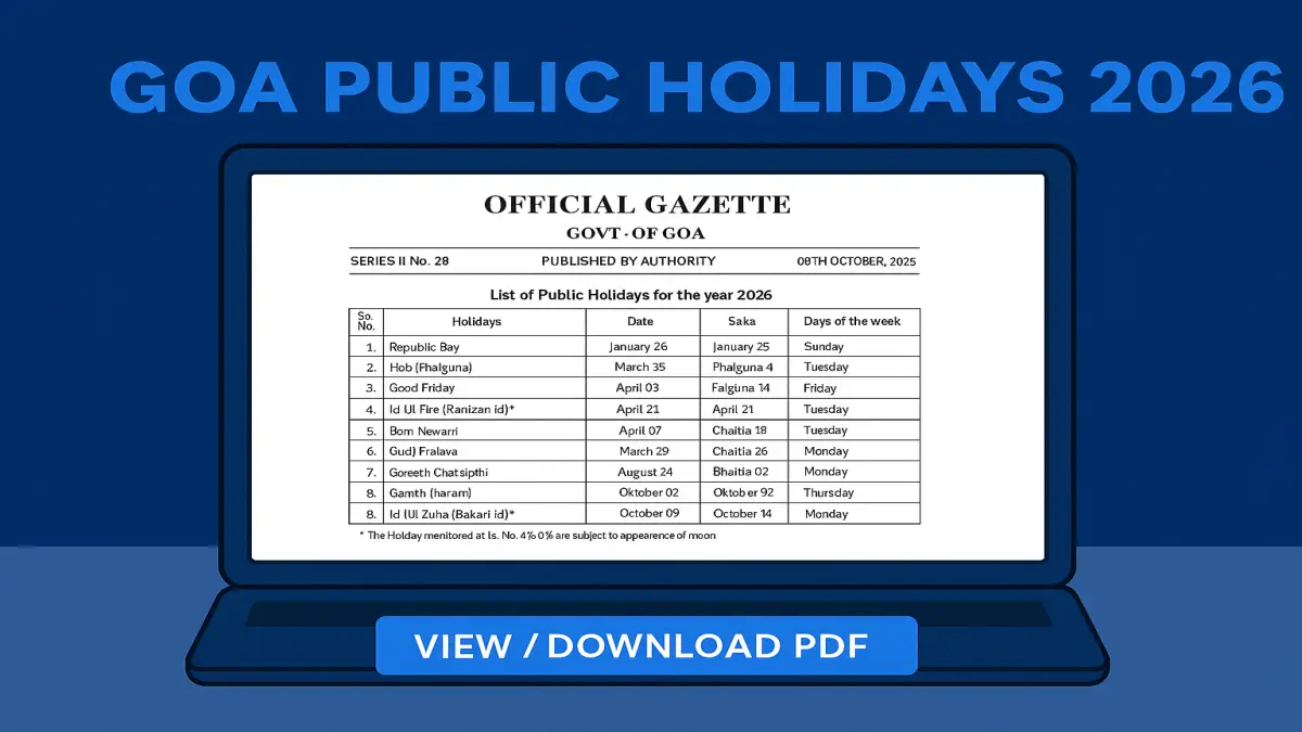 Goa public holidays 2026: Special And Restricted Holidays,