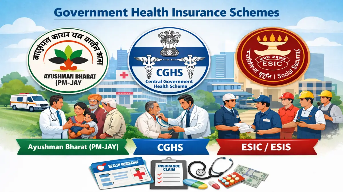 Government Health Insurance Schemes: PM-JAY, CGHS, ESIC
